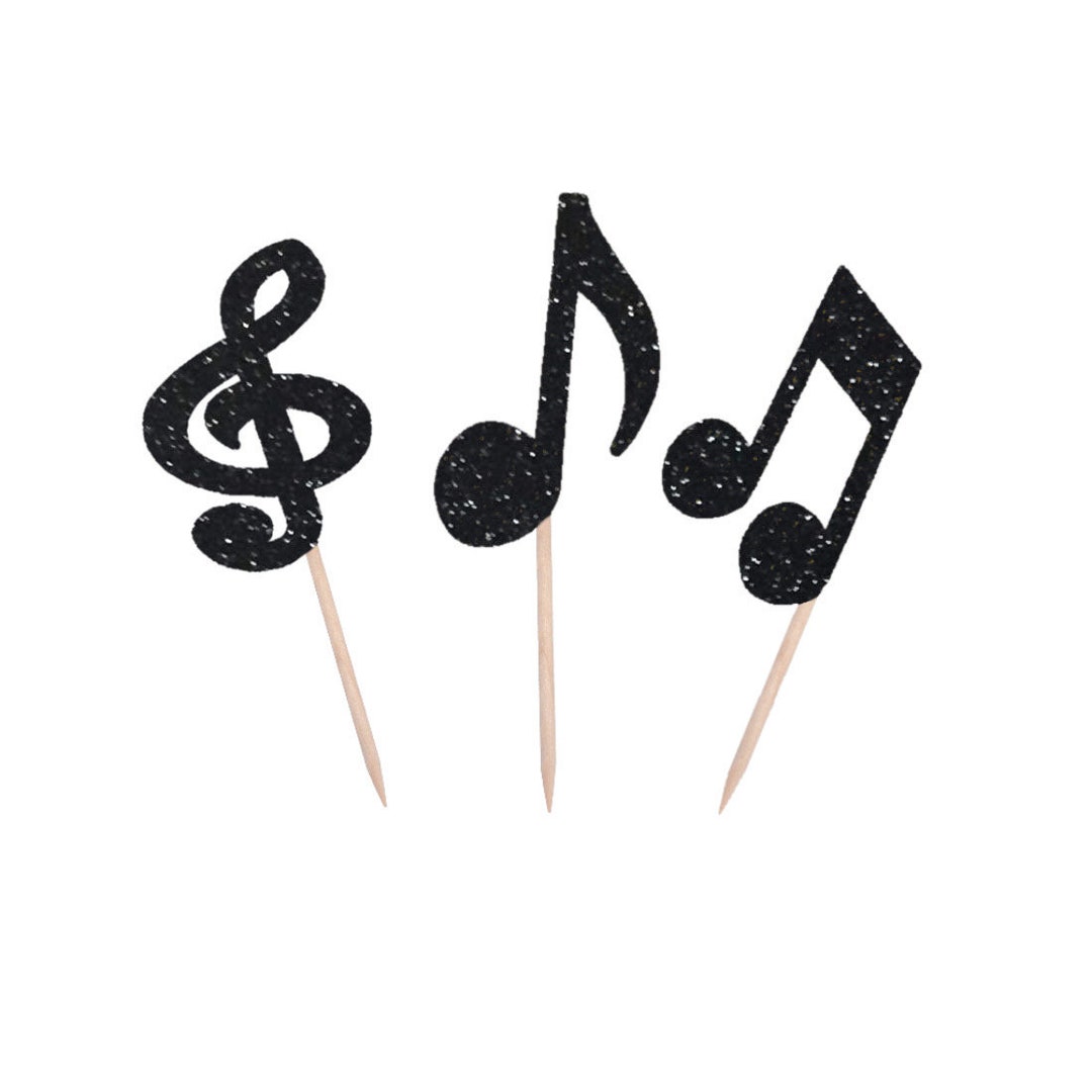 Music Note Cupcake Picks, Treble Clef Note Picks, Music Party Cupcake ...