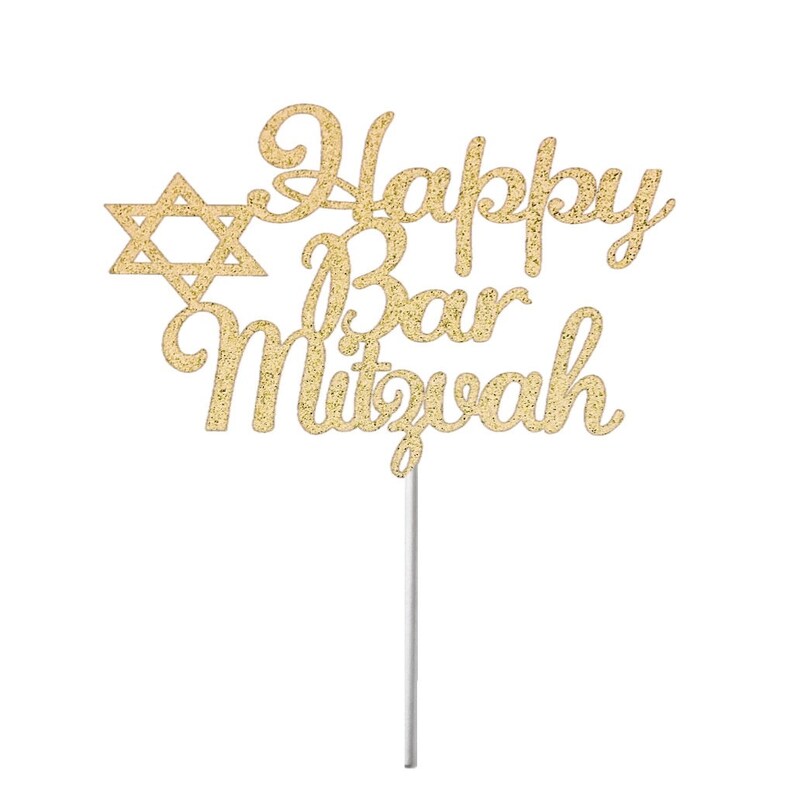 Bar Mitzvah Cake Topper, Jewish Star Cake Topper, Glitter Religious ...