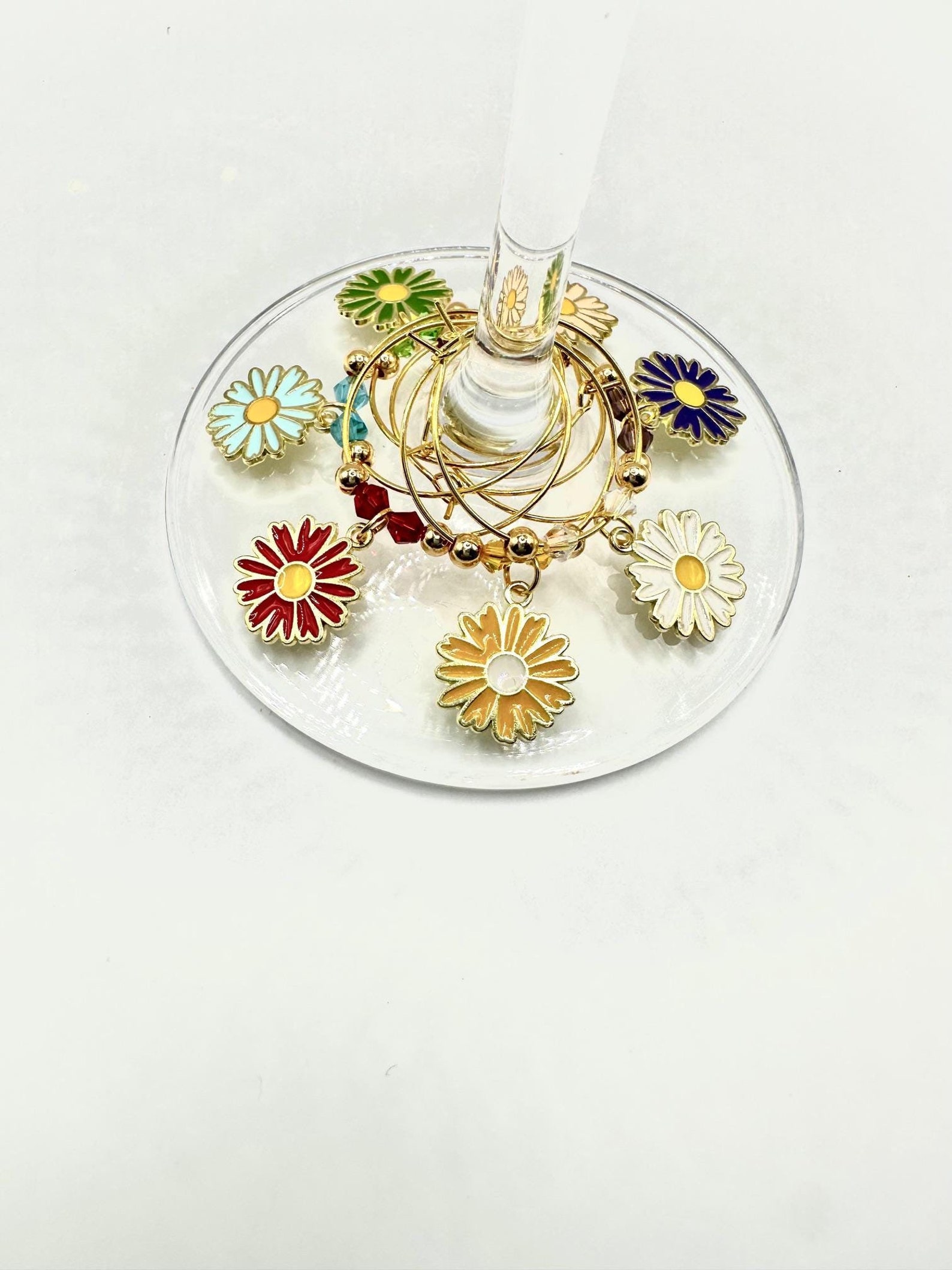 Flower Wine Charms, Daisy Wine Charms, Summer Wine Charms, Bar ...