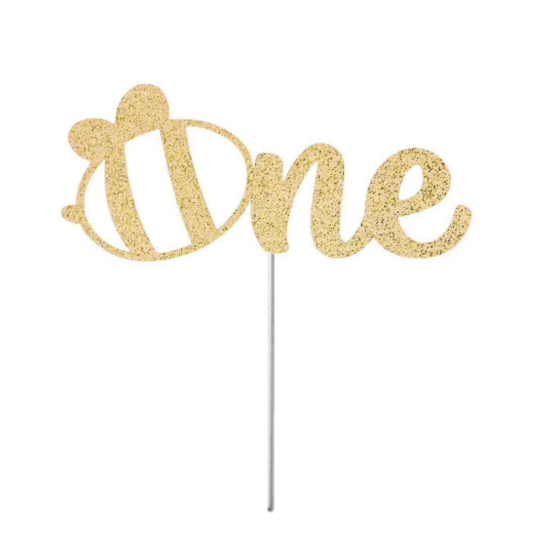 Bee One Cake Topper, Baby 1st Birthday, Bumble Bee Birthday Glitter ...