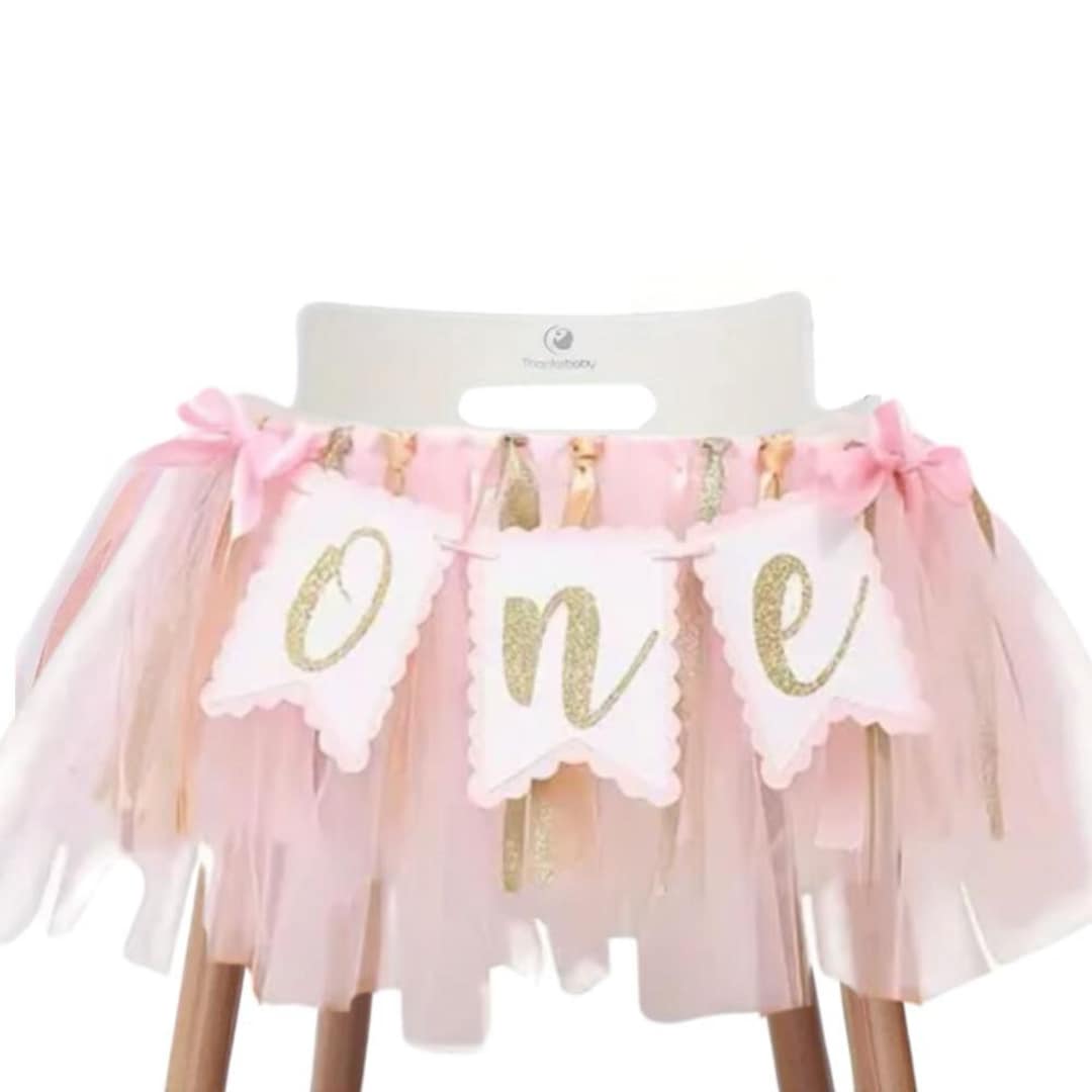 Pink One High Chair Banner, First Birthday Banner, Smash Cake Photo ...