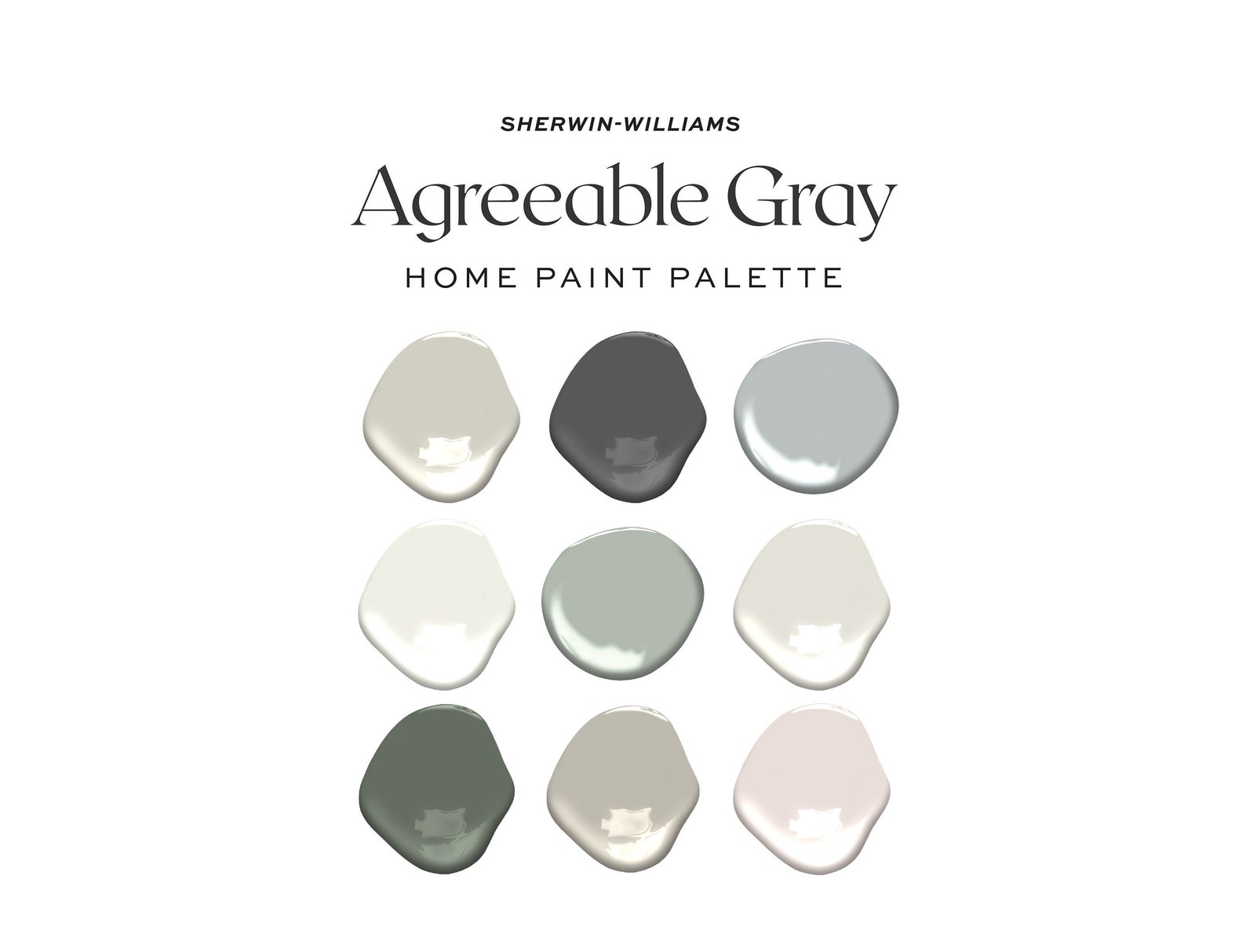 Sherwin Williams Agreeable Gray Color Palette Interior Design - Etsy
