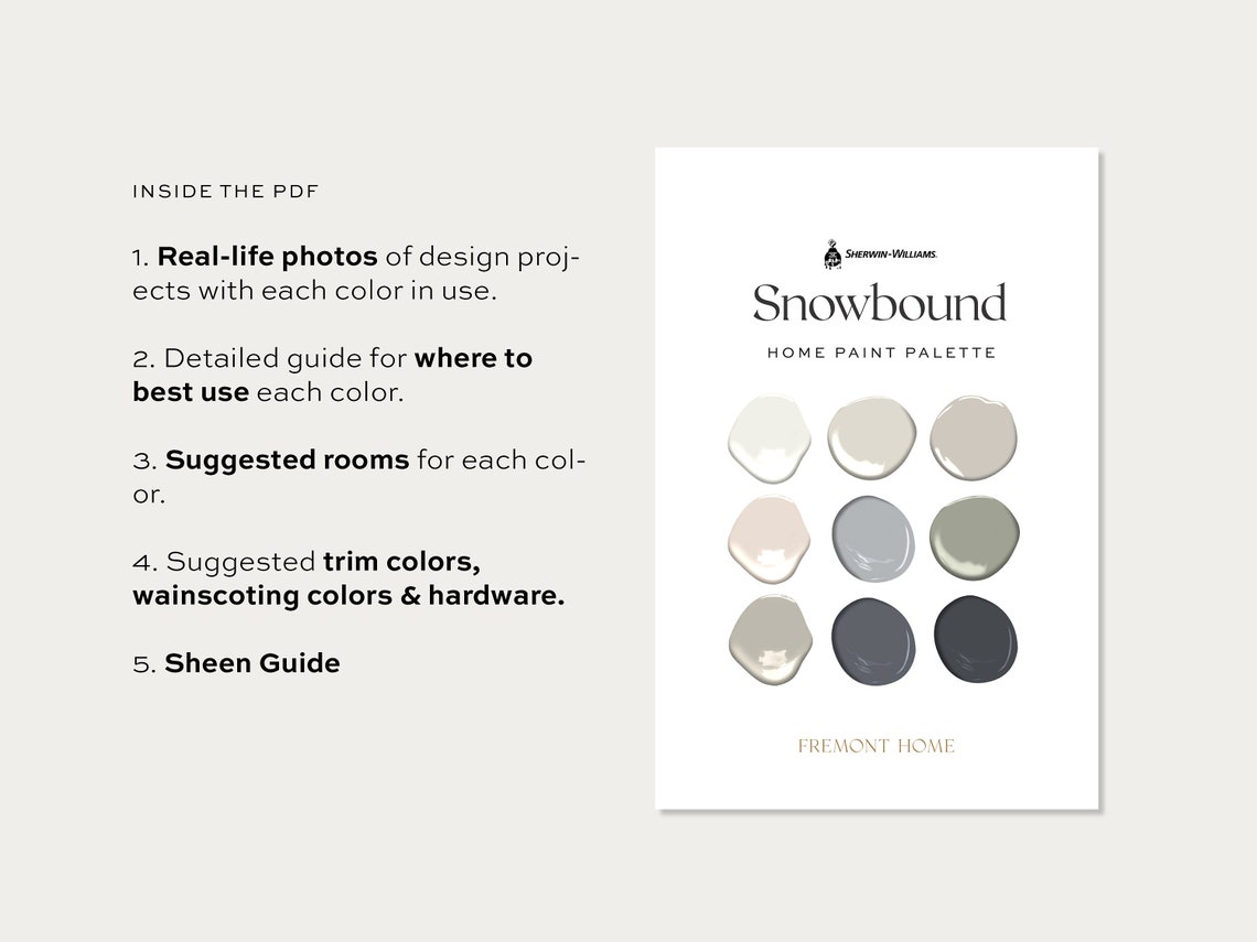 Sherwin Williams Snowbound Color Palette Complementary Color | Etsy UK