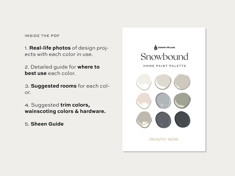 Sherwin Williams Snowbound Color Palette Complementary Color | Etsy UK