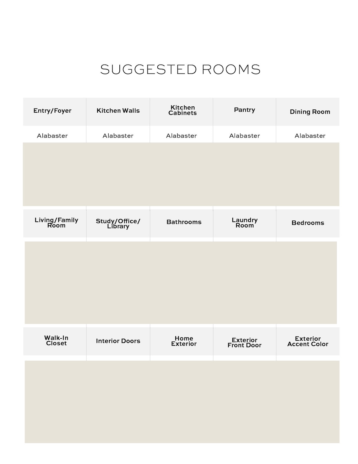 Sherwin Williams Alabaster Color Palette, Interior Design Paint Palette ...