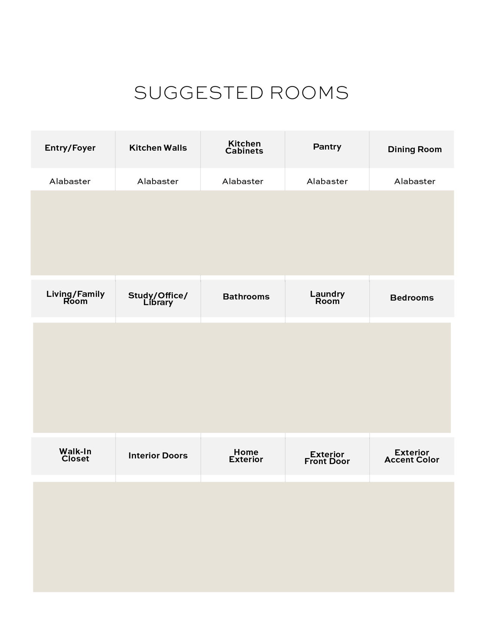 Sherwin Williams Alabaster Color Palette, Interior Design Paint Palette ...