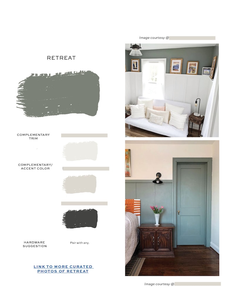 Sherwin Williams Retreat Complementary Color Palette Interior - Etsy