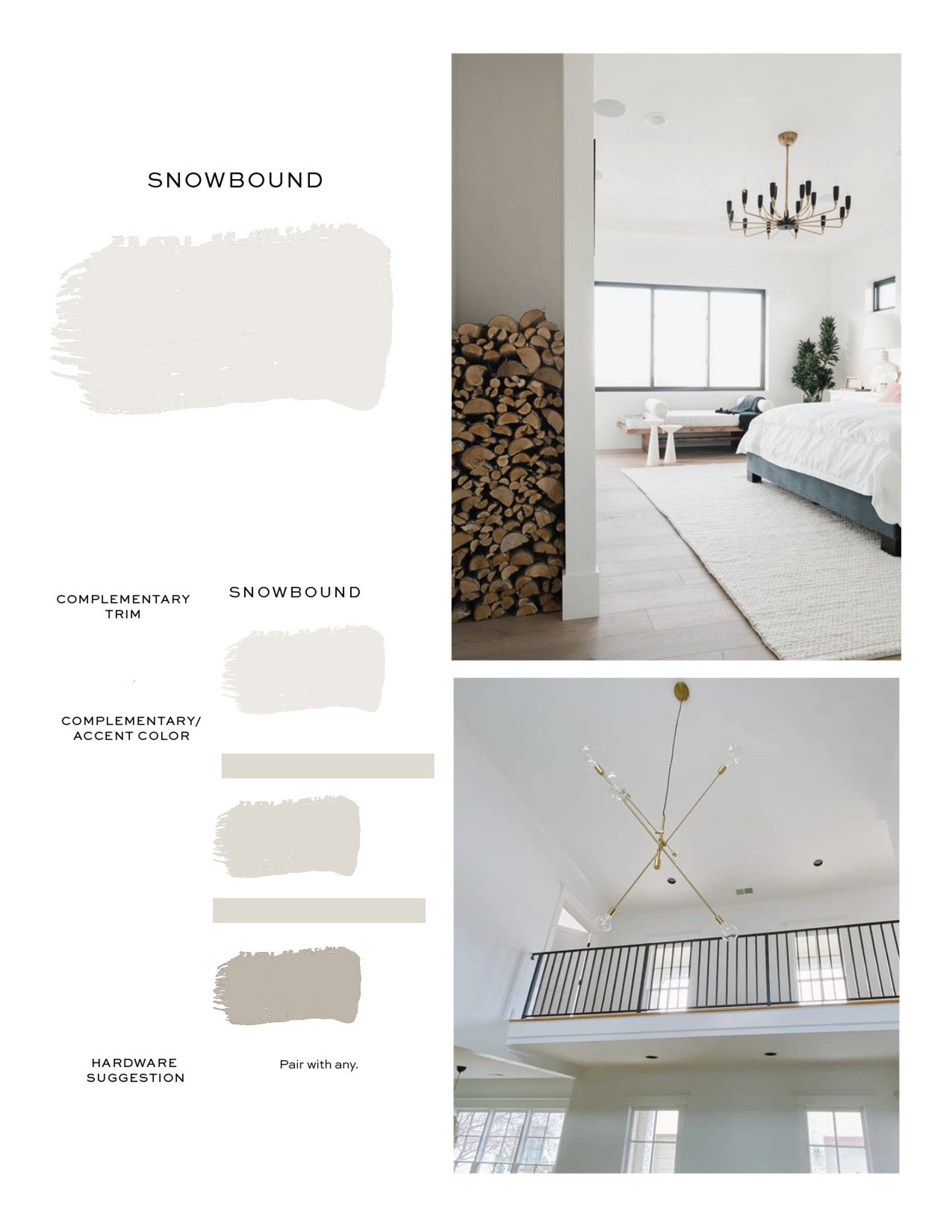 Sherwin Williams Snowbound Color Palette Complementary Color | Etsy UK