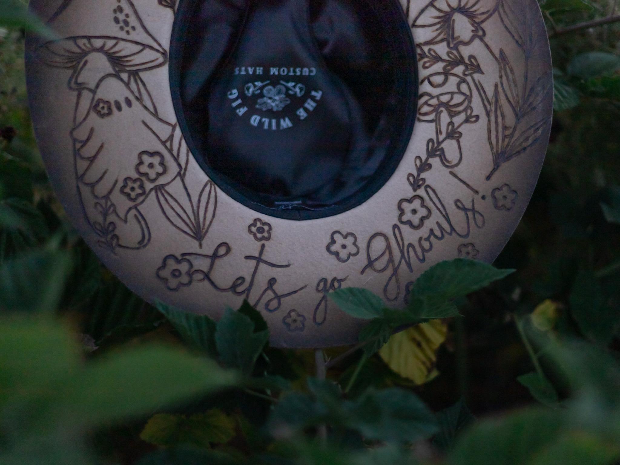 Hand Burned Fedora Hat, Spooky Floral Ghosts - Etsy