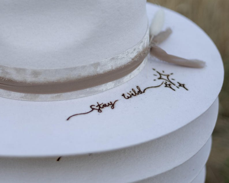 Hand Burned Wool Felt Fedora: Customizable Bridal Party Hats - Etsy