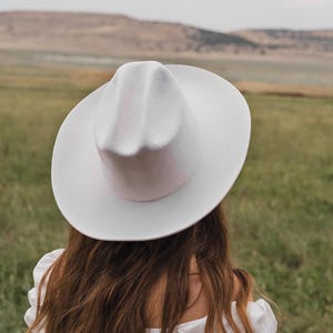 Ivory Wool Felt Cowboy Hat: Fall Wide Brim Rancher Fedora, Custom ...