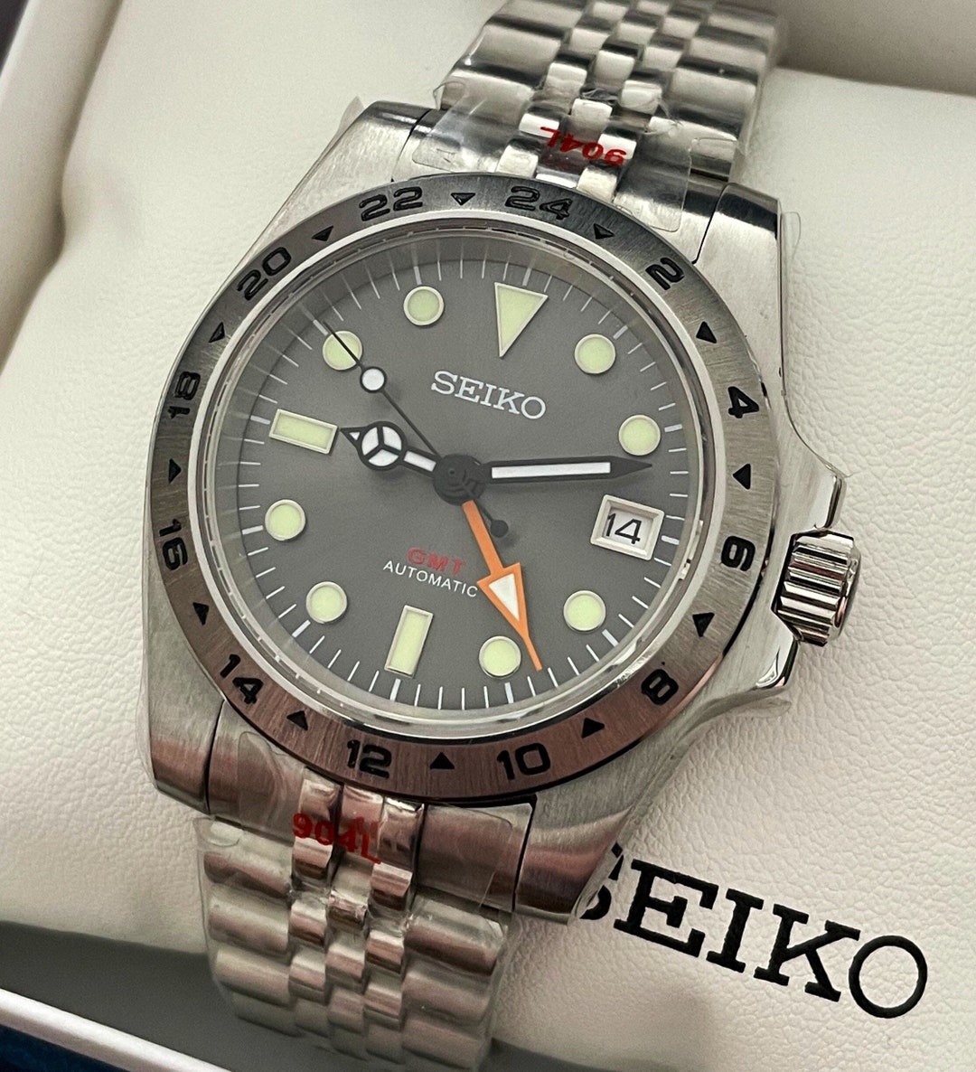 Stainless Steel Mod Seiko GMT Explorer II Watch With Seiko - Etsy