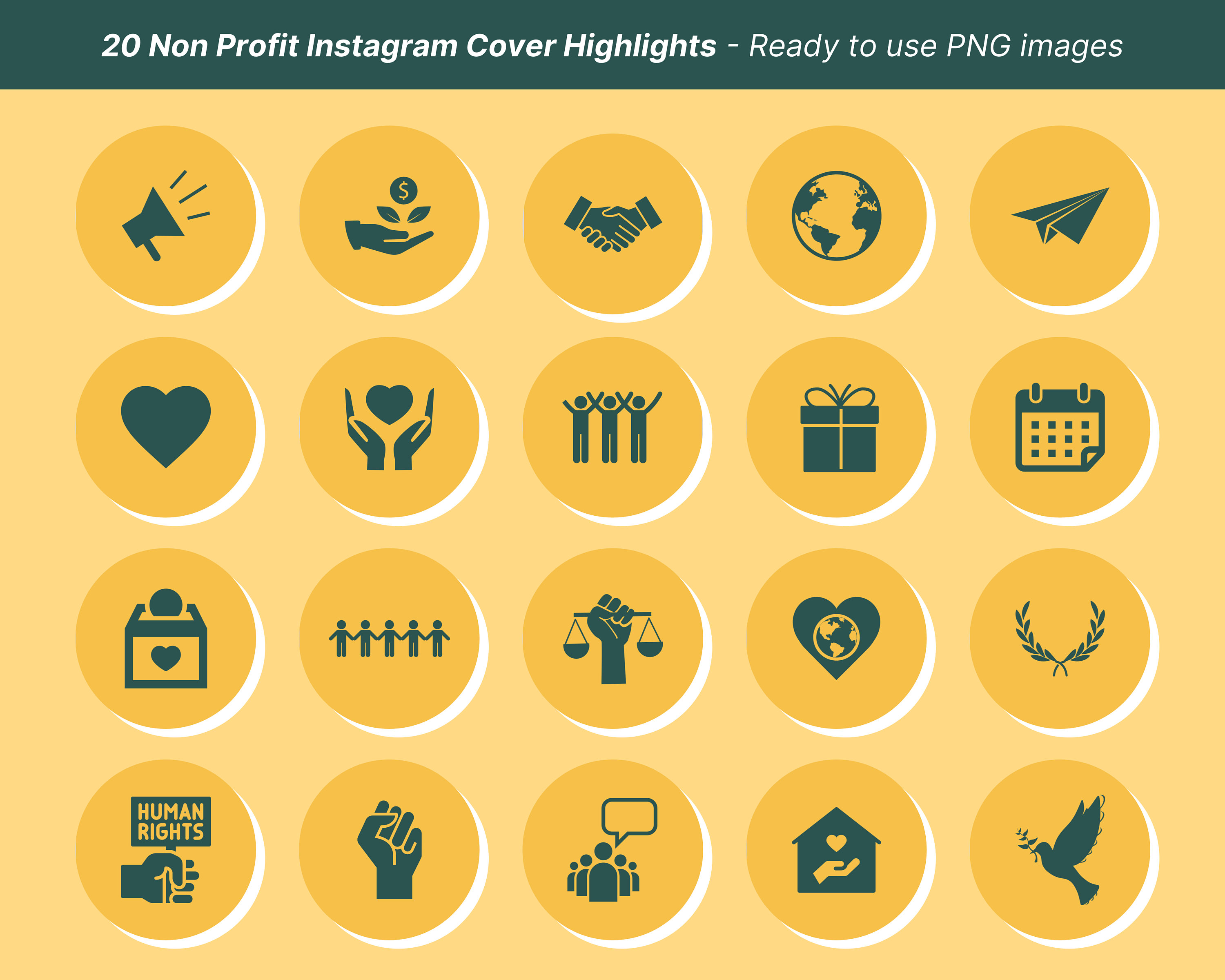 20 Non Profit Instagram Highlight Covers: Charity & Fundraising (PNG ...