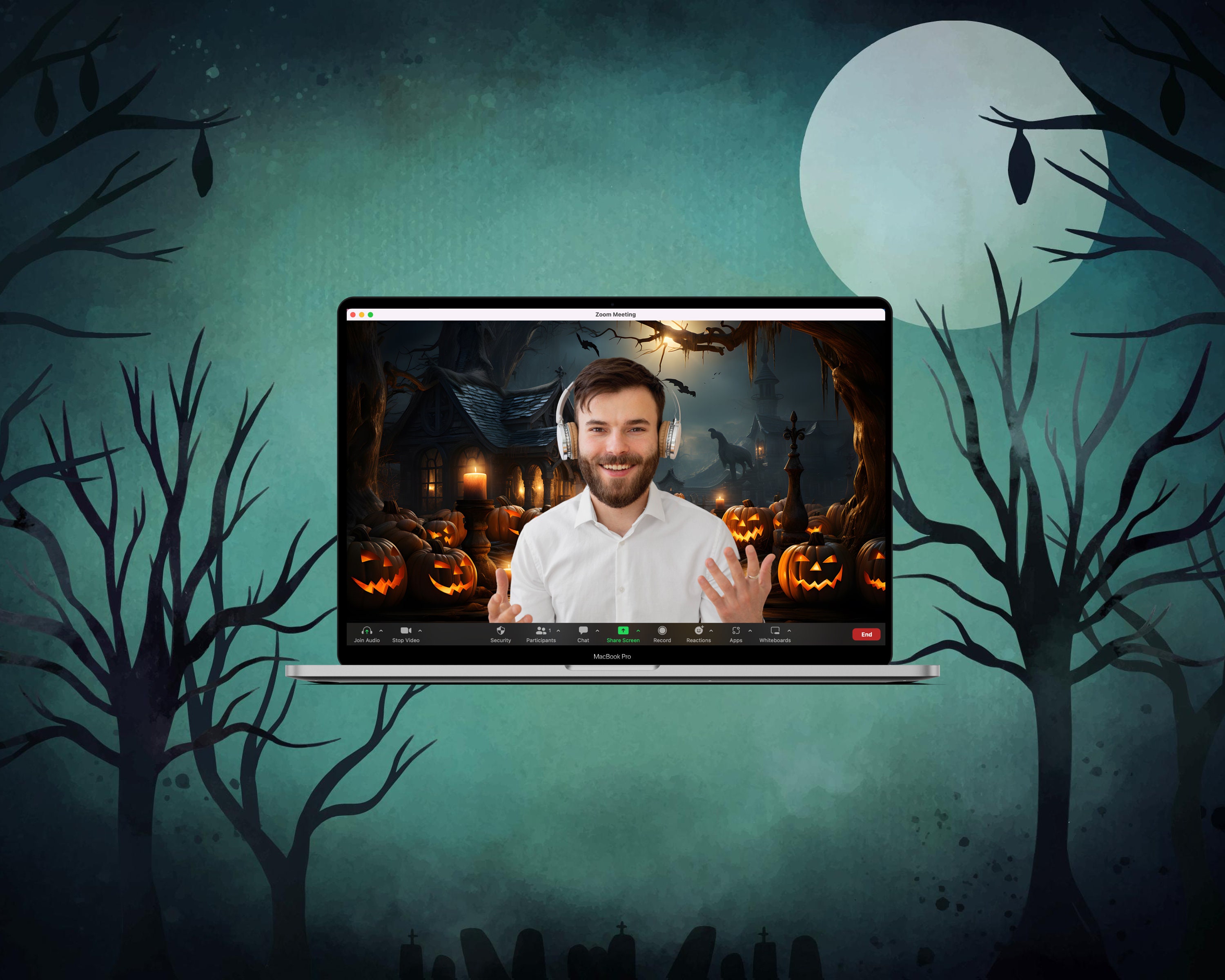 5 Halloween Zoom Backgrounds, Zoom Background Halloween, Zoom ...