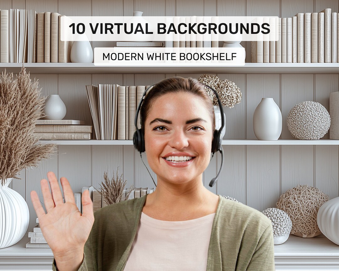10 Modern White Shelf Zoom Backgrounds, Zoom Background Office, Book ...