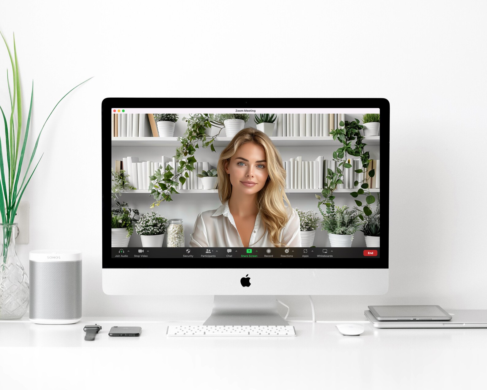 10 White Bookshelf Zoom Backgrounds, Zoom Background Office, Book Shelf ...