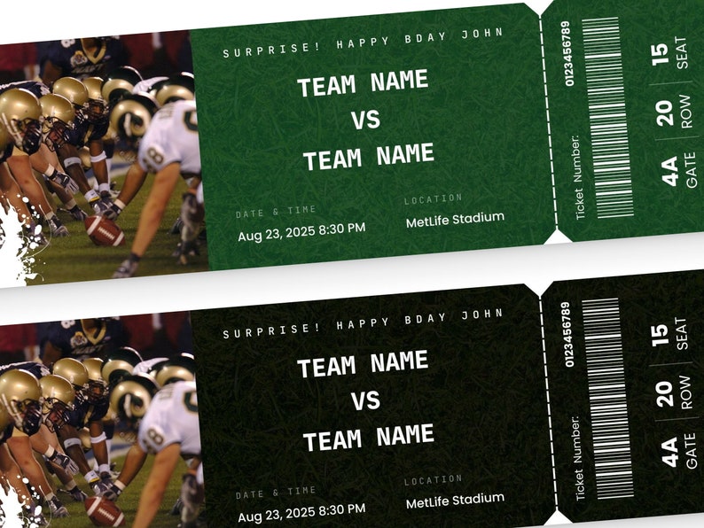 Football Ticket Template Canva, Custom Football Ticket Voucher ...