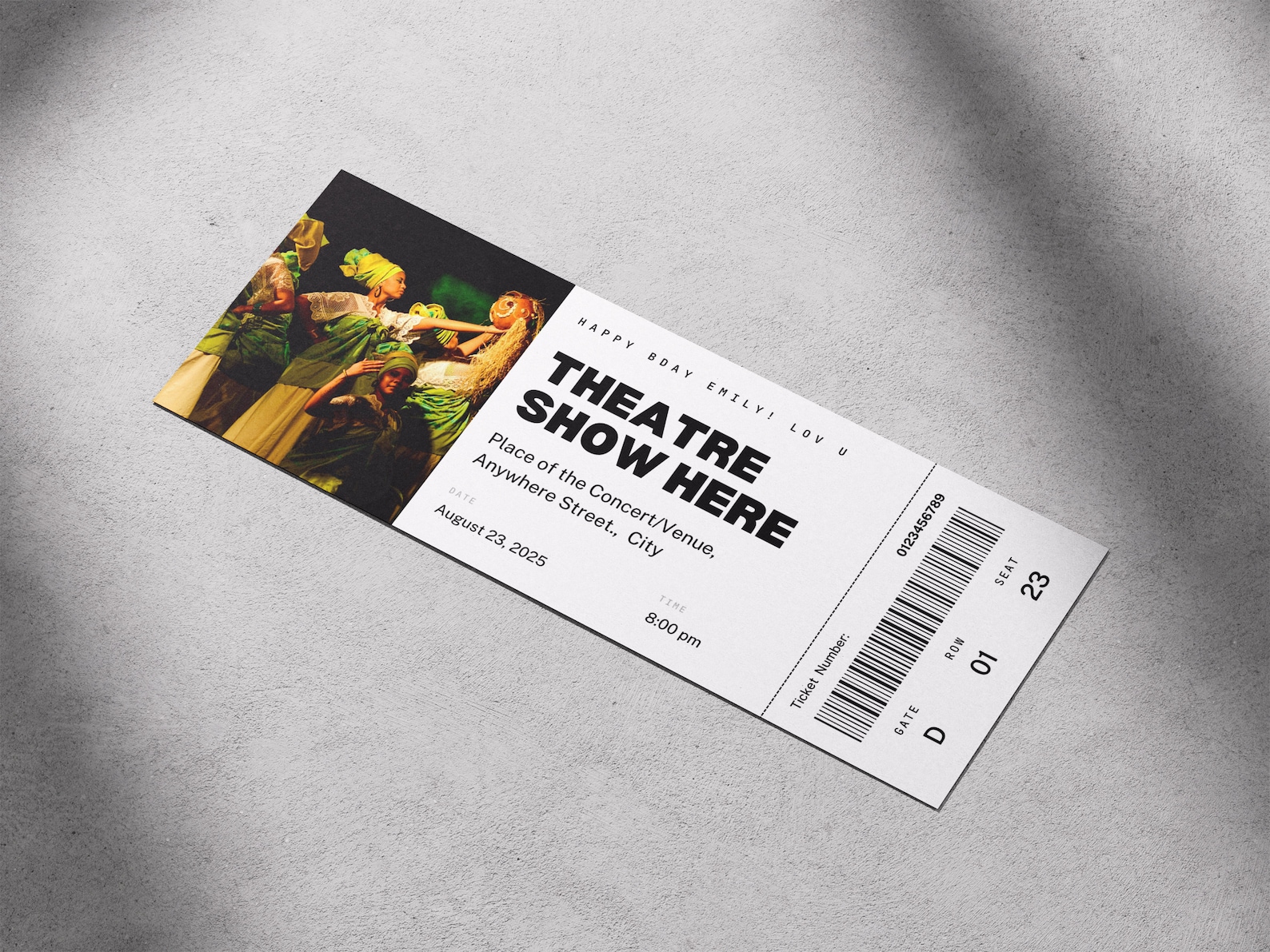 Custom Theatre Ticket Voucher, Theatre Ticket Template Canva ...