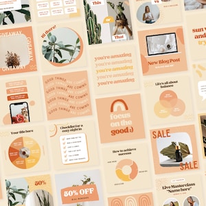 160+ Colorful Boho Instagram Template BUNDLE, Canva Templates, Boho ...