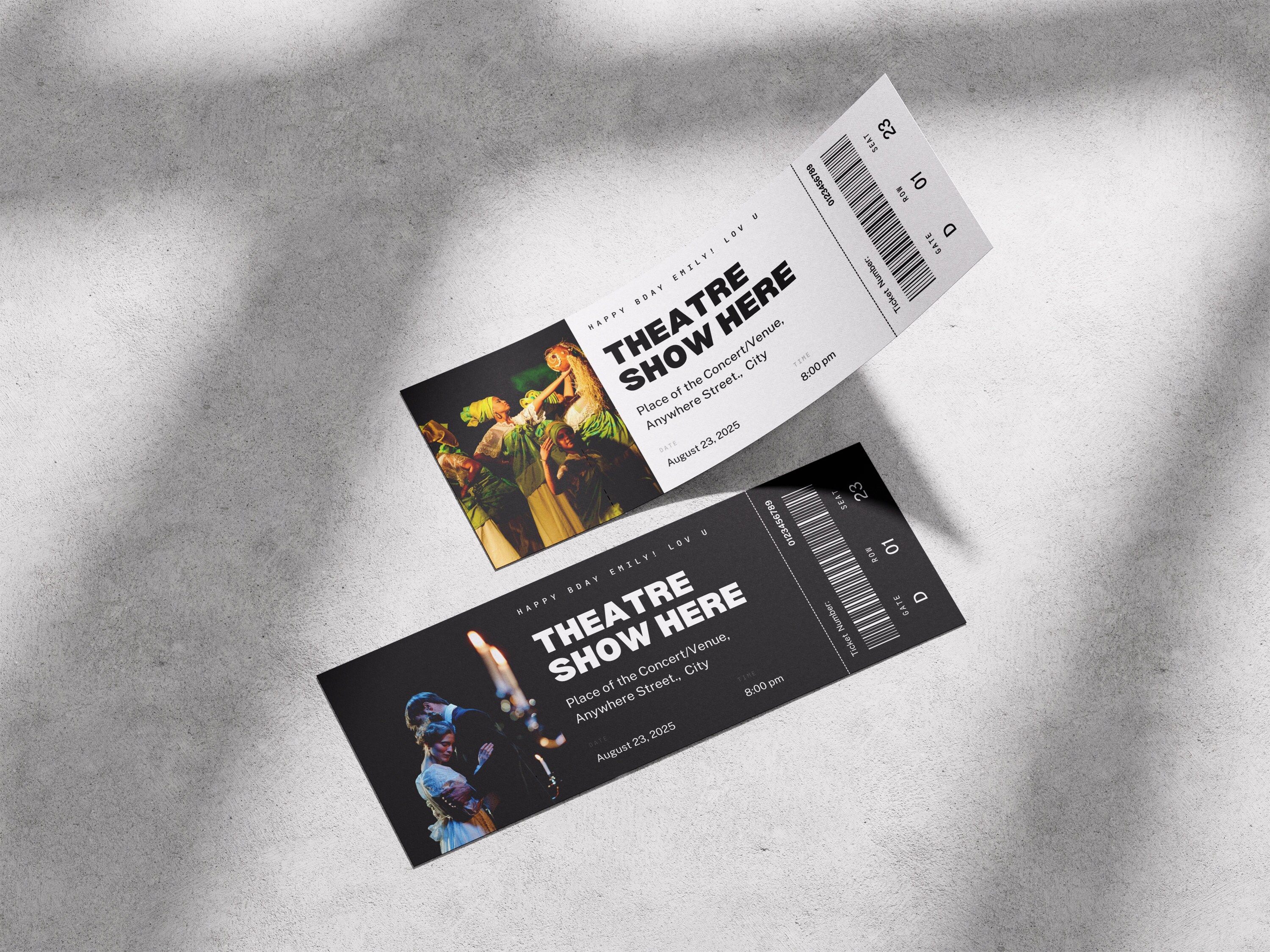 Custom Theatre Ticket Voucher, Theatre Ticket Template Canva ...