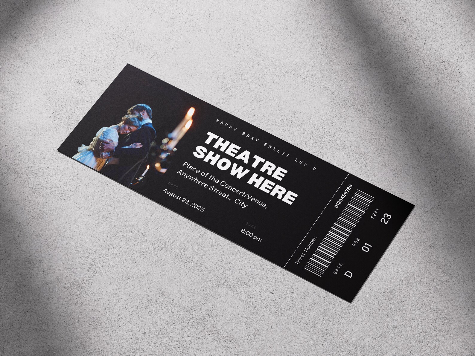 Custom Theatre Ticket Voucher, Theatre Ticket Template Canva ...