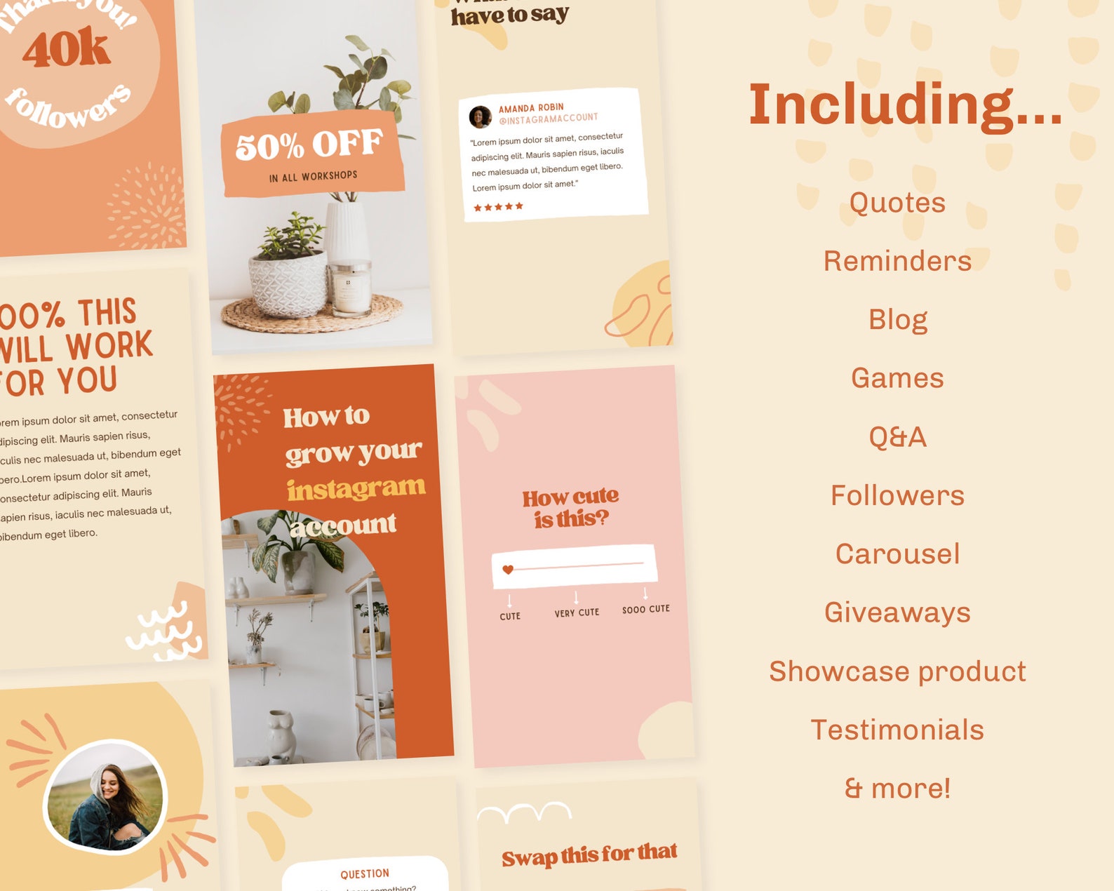 160 Colorful Boho Instagram Template BUNDLE, Canva Templates, Boho ...
