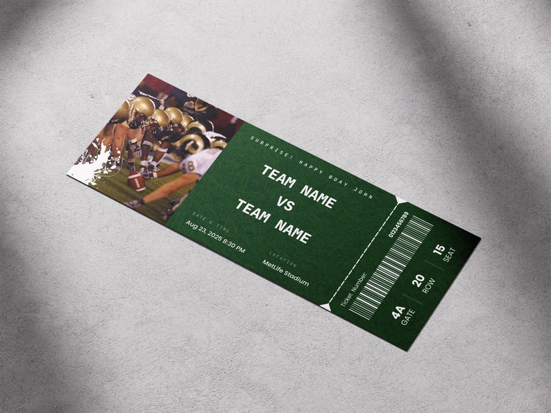 Football Ticket Template Canva, Custom Football Ticket Voucher ...