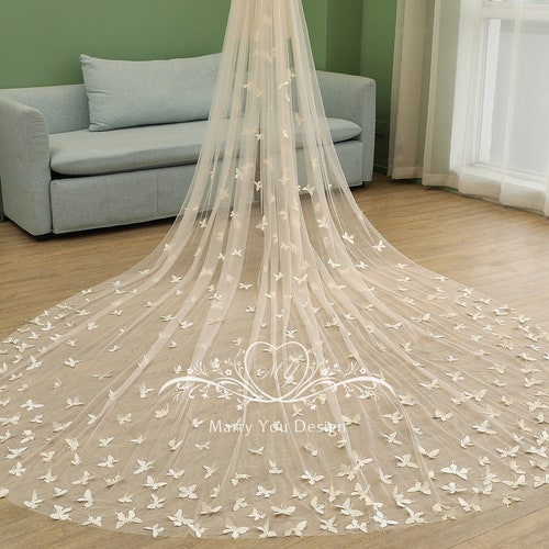Butterfly Wedding Veil Cathedral Wedding Veil Bridal Veil With - Etsy