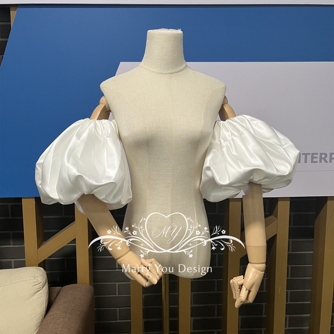 Elegant Detachable Satin White/black Wedding Dress Sleeves,puff Satin ...