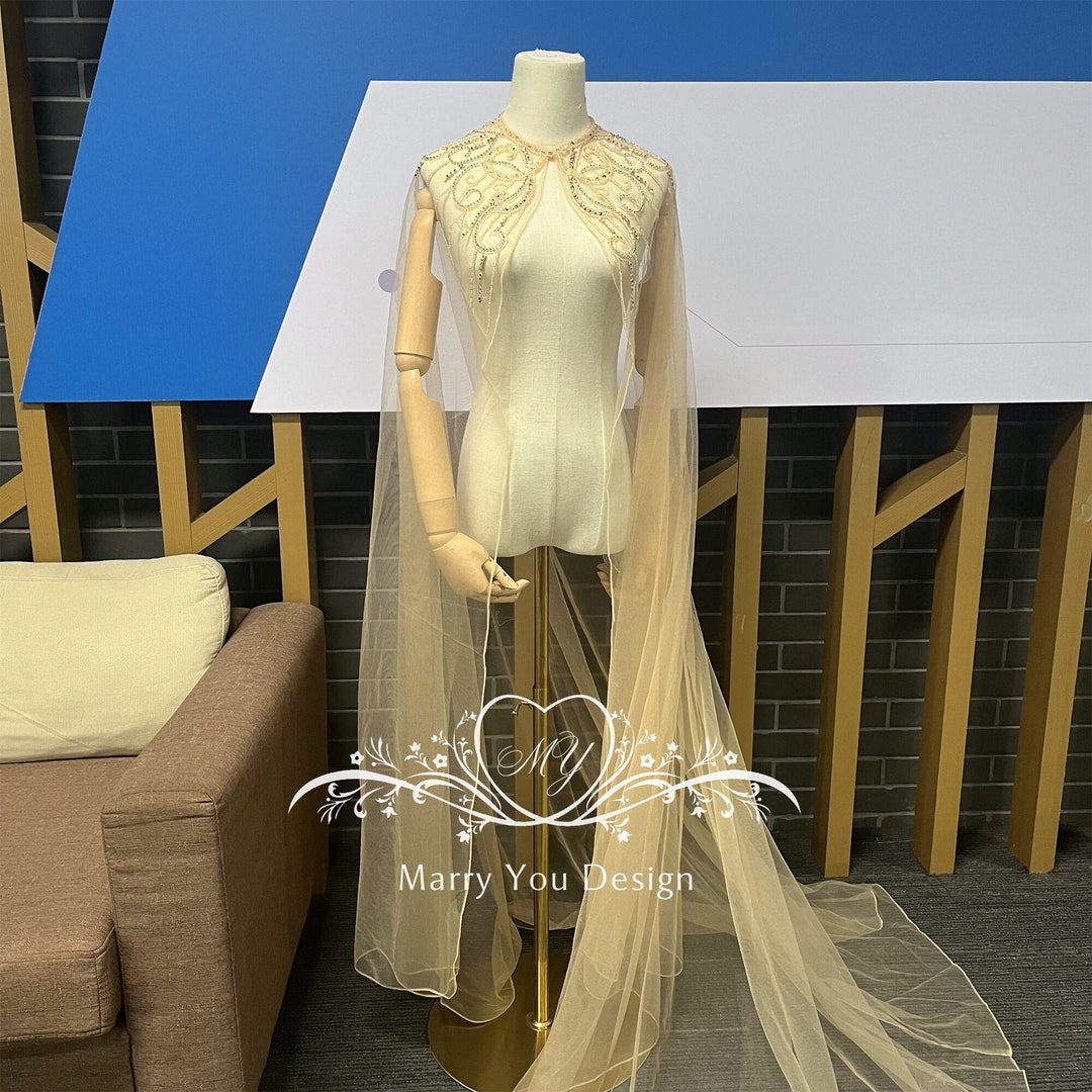 Luxury Beaded Lace Bridal Veil Cape,sequined&beading Wedding Cape ...
