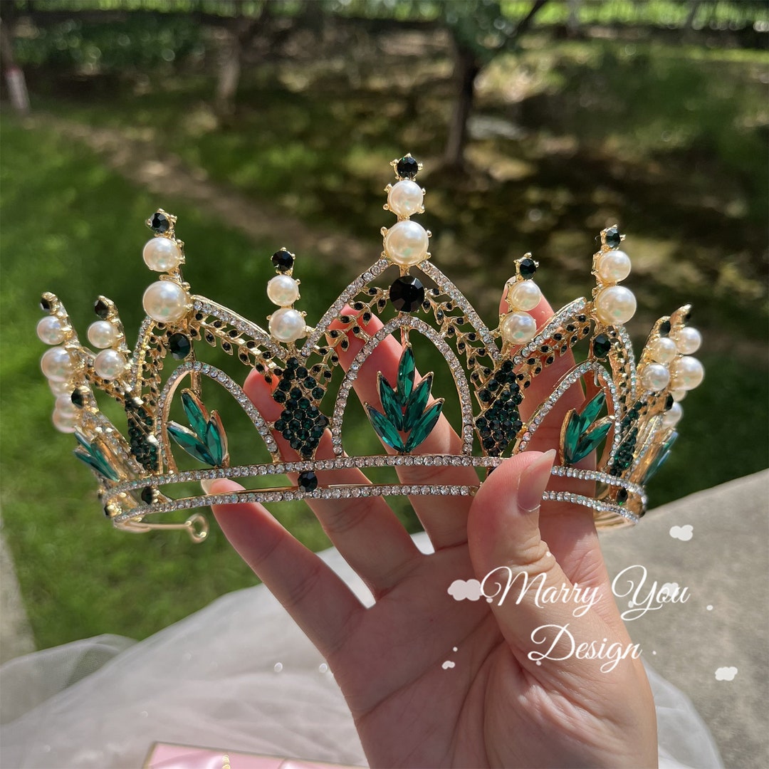 Green/blue/red Luxury Rhinestone Princess Crown,sparkly Silver/gold ...