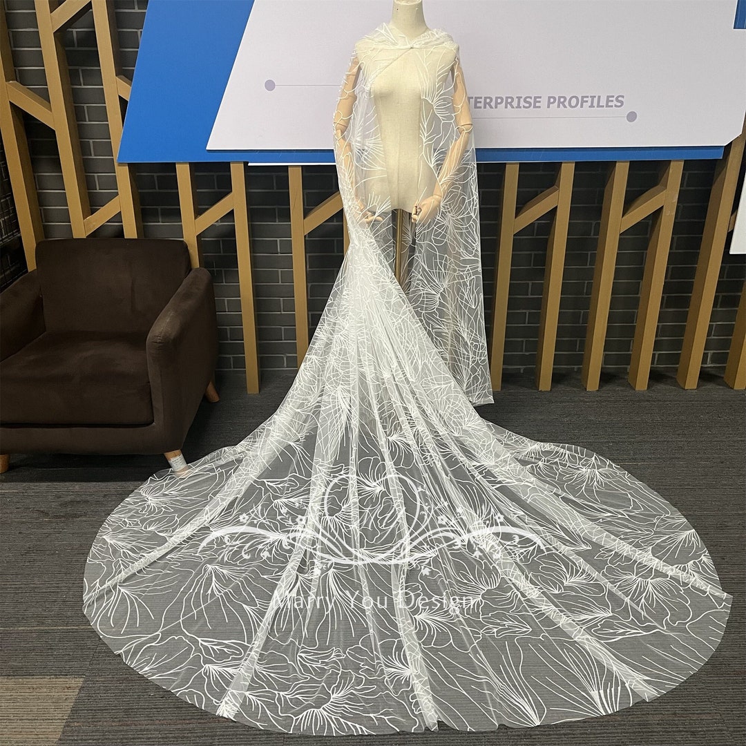 Sparkly Silver Glitter Wedding Cape,tulle Bridal Hooded Cloak,ivory ...