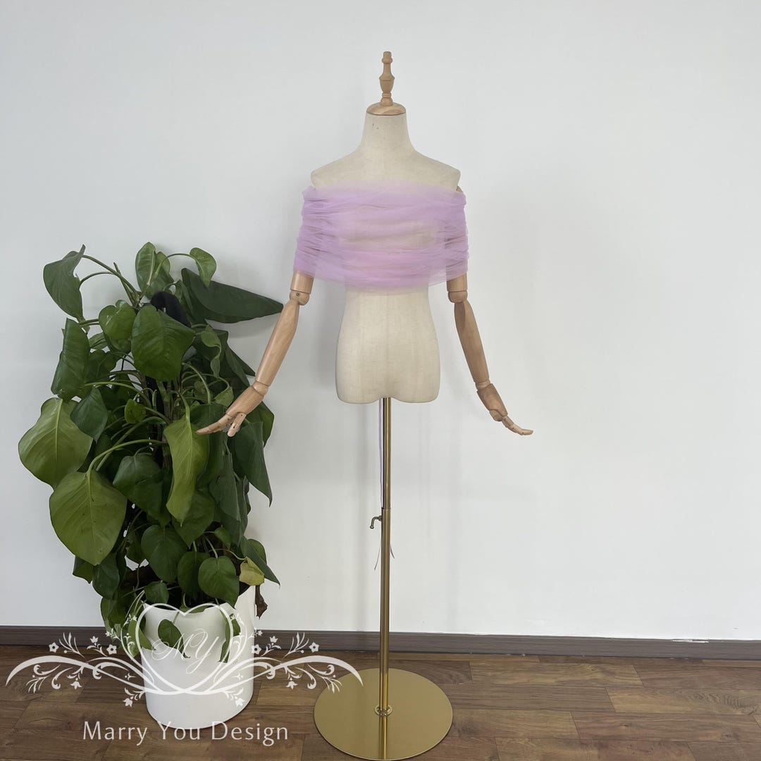 Simple Plain Tulle Shawl Wrap,off Shoulder Removable Bridal Cover up ...