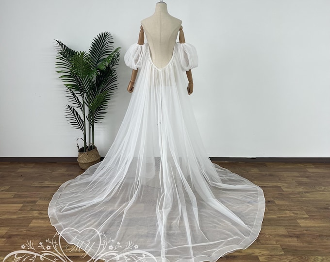 Chapel Cape / Ruffle Wedding Cape / Wedding Cape Veil / Tulle Cape ...