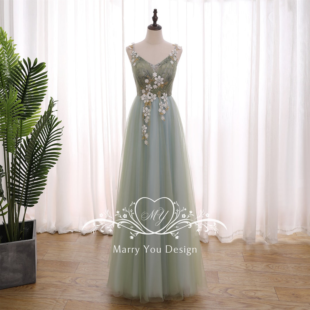 Floral Lace Applique Prom Dress for Woman,spaghetti Strap Fairy Dress ...
