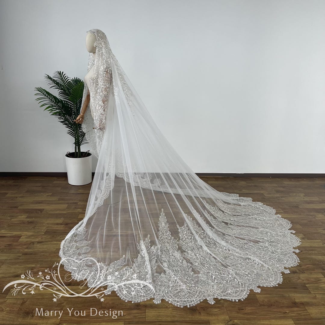 Dramatic Cathedral Veil,vintage Mantilla Wedding Veil,classic Church ...