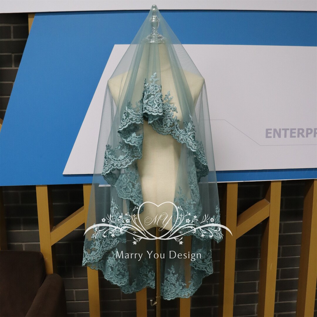 Vintage Mantilla Drop Wedding Veil,edge Lace Tulle Drop Veil,elegant ...