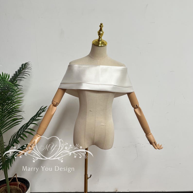 Minimalist Mikado Wedding Shawl,off-the-shoulder Shawl,solid Bridal ...