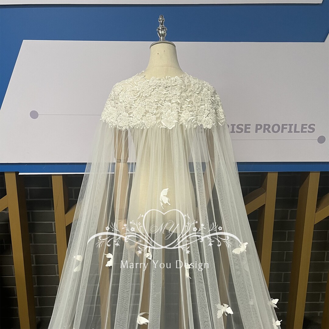 Elegant Butterfly Wedding Cape,luxury Beading Lace Bridal Veil Cape ...