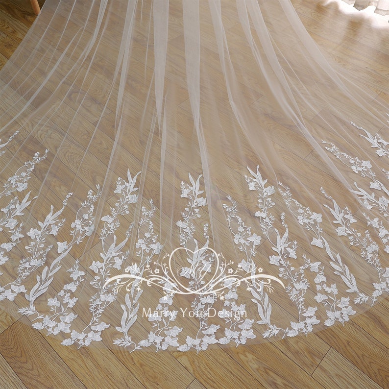 Dreamy Wedding Veil,leaf Lace Bridal Veil,outdoor Lawn Wedding Veil ...