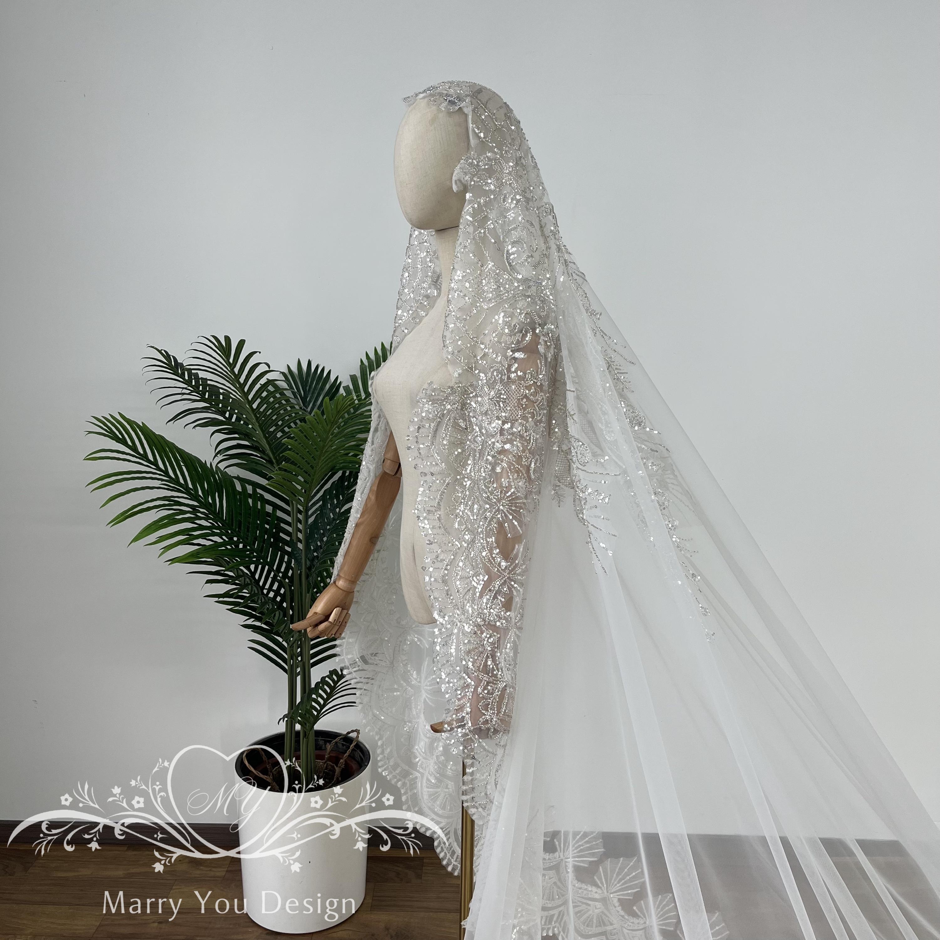 Dramatic Cathedral Veil,vintage Mantilla Wedding Veil,classic Church ...