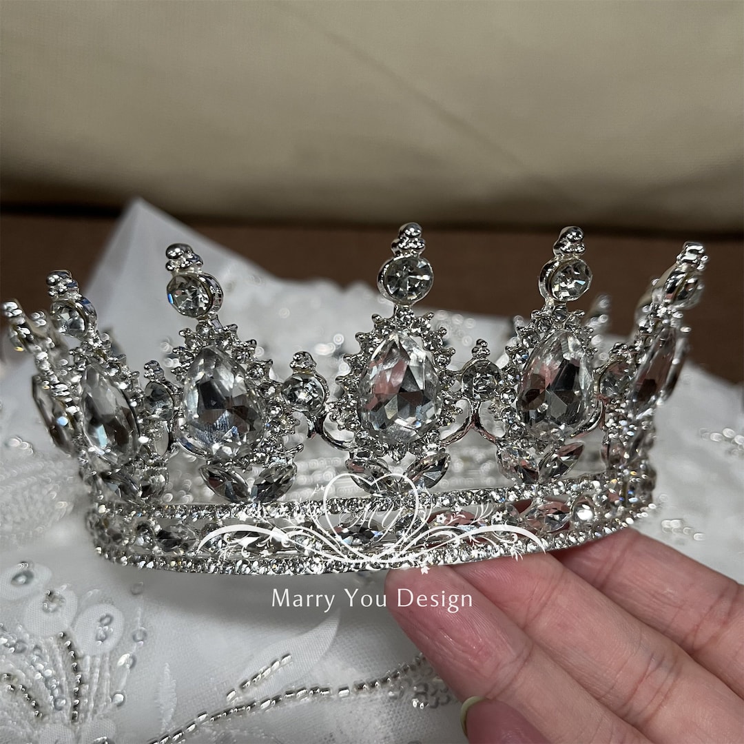Silver White Luxury Prom Crown,purple Shinning Crystal Wedding Tiara ...