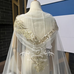 Luxury Gold Lace Bridal Cape,edge Golden Lace Wedding Hooded Cape ...