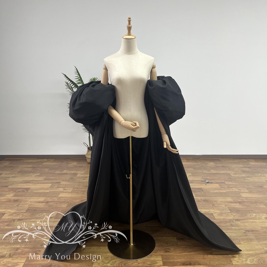 Dramatic Wedding Taffeta Cape,puff Shawl With Long Train,high-fashion ...