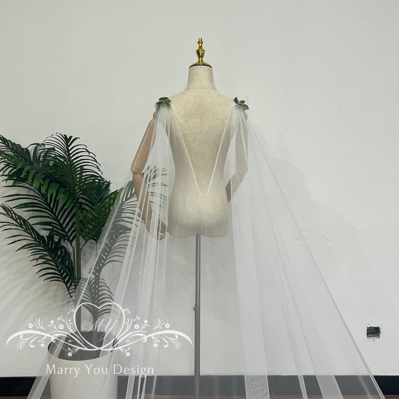 Fairy Wedding Cape,v-back Faerie Bridal Cape,edge Green Leaf Wedding ...