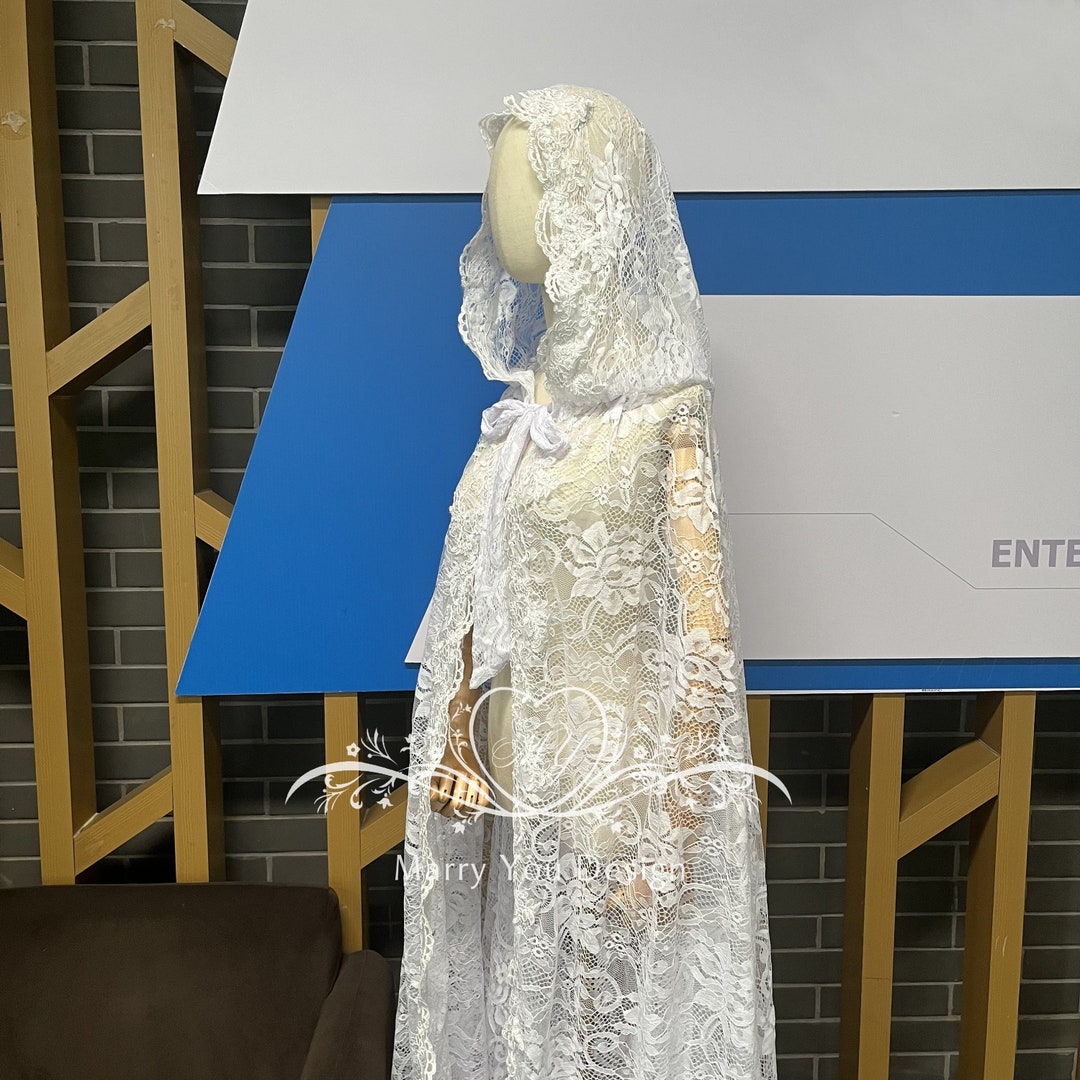 Capulet Wedding Cape,celestial Lace Wedding Cape With Hood,gothic Black ...