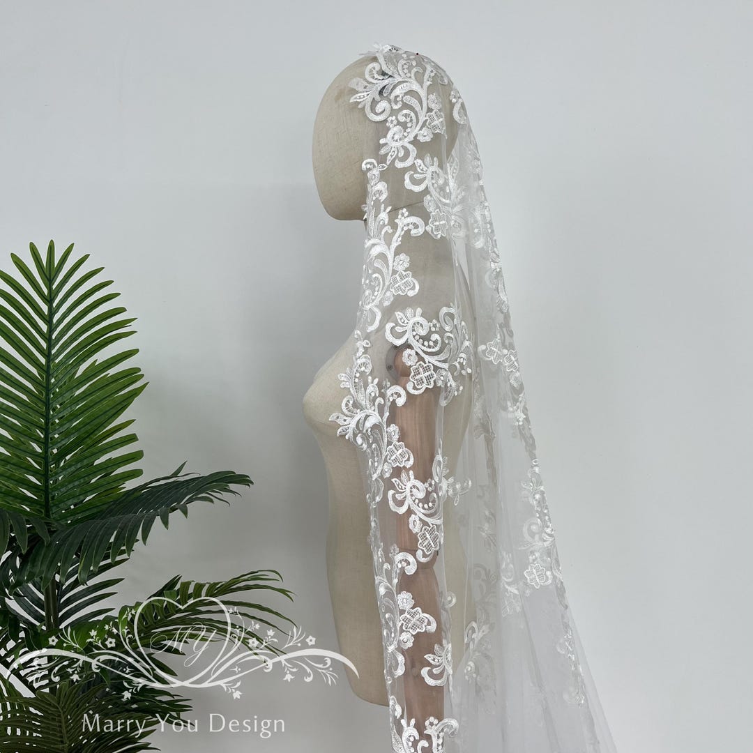 Vintage Mantilla Wedding Veil,classic Church Lace Bridal Veil,dramatic ...