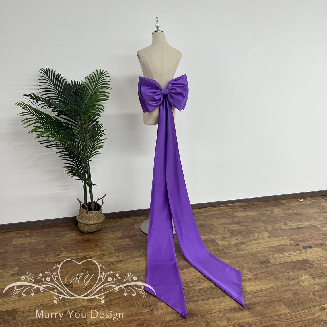 Dreamy Purple Bridal Dress Bow,oversized Detachable Bow With Long Train ...