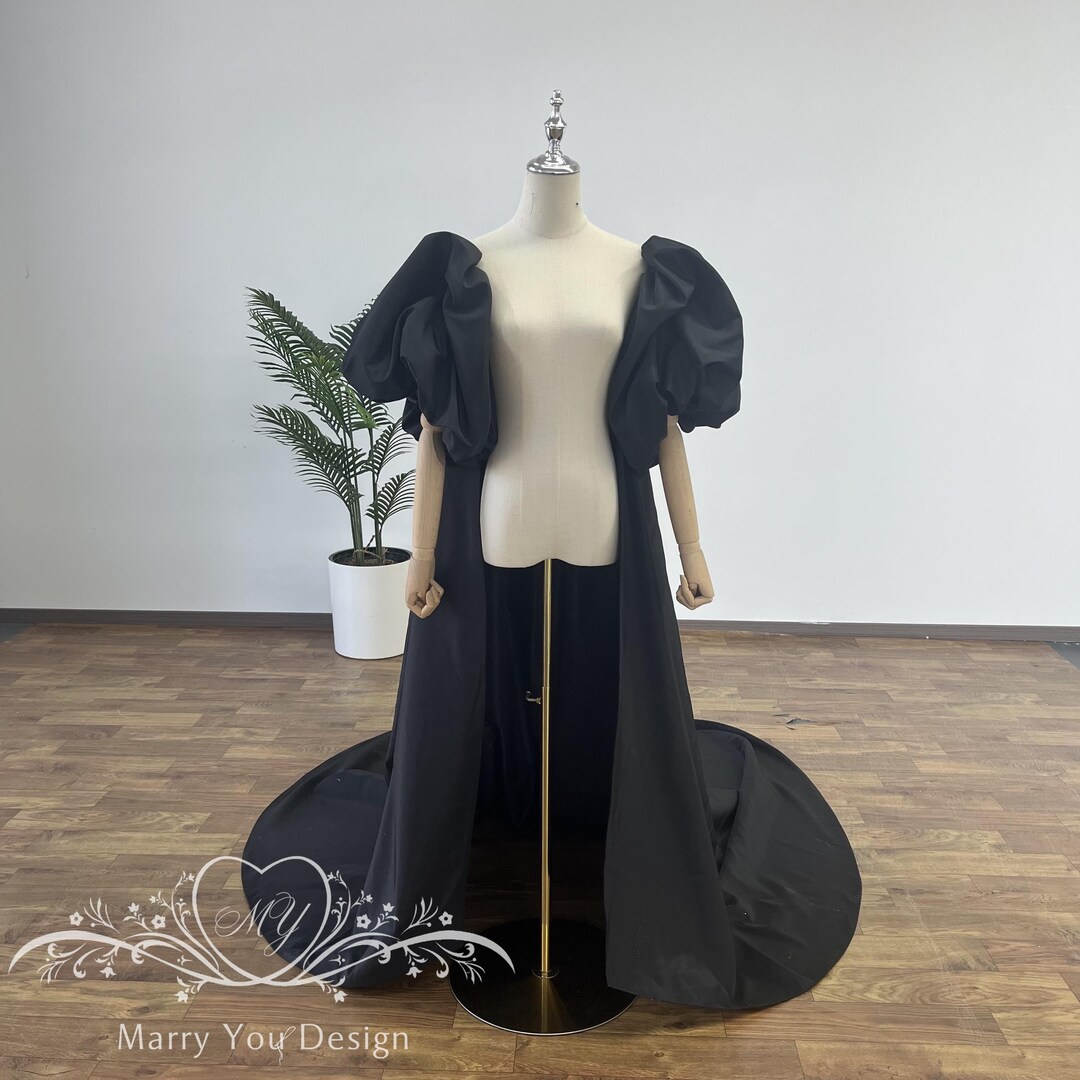Dramatic Wedding Taffeta Cape,high-fashion Bridal Cape,puff Shawl With ...