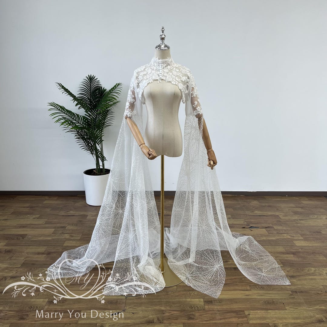 Dreamy Wedding Shoulder Cape,fairy Bridal Cape With Flutter Sleeves ...